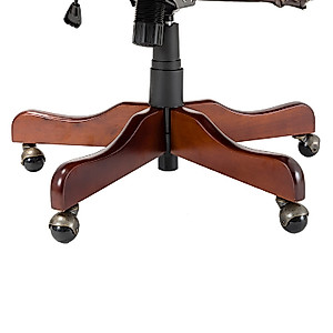 HULALA HOME Managerial Executive Swivel Office Chair with Height-Adjustable, Tufted Back & Nailhead Trim, High-Back Desk Chair for Home & Office, Faux Leather (Blue)