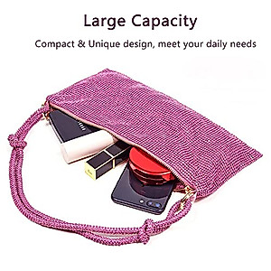 miscloder Rhinestone Purses for Women Evening Sparkly Gold Clutch Purse Chic Silver Hobo Bag for Wedding Party Prom (Pink)