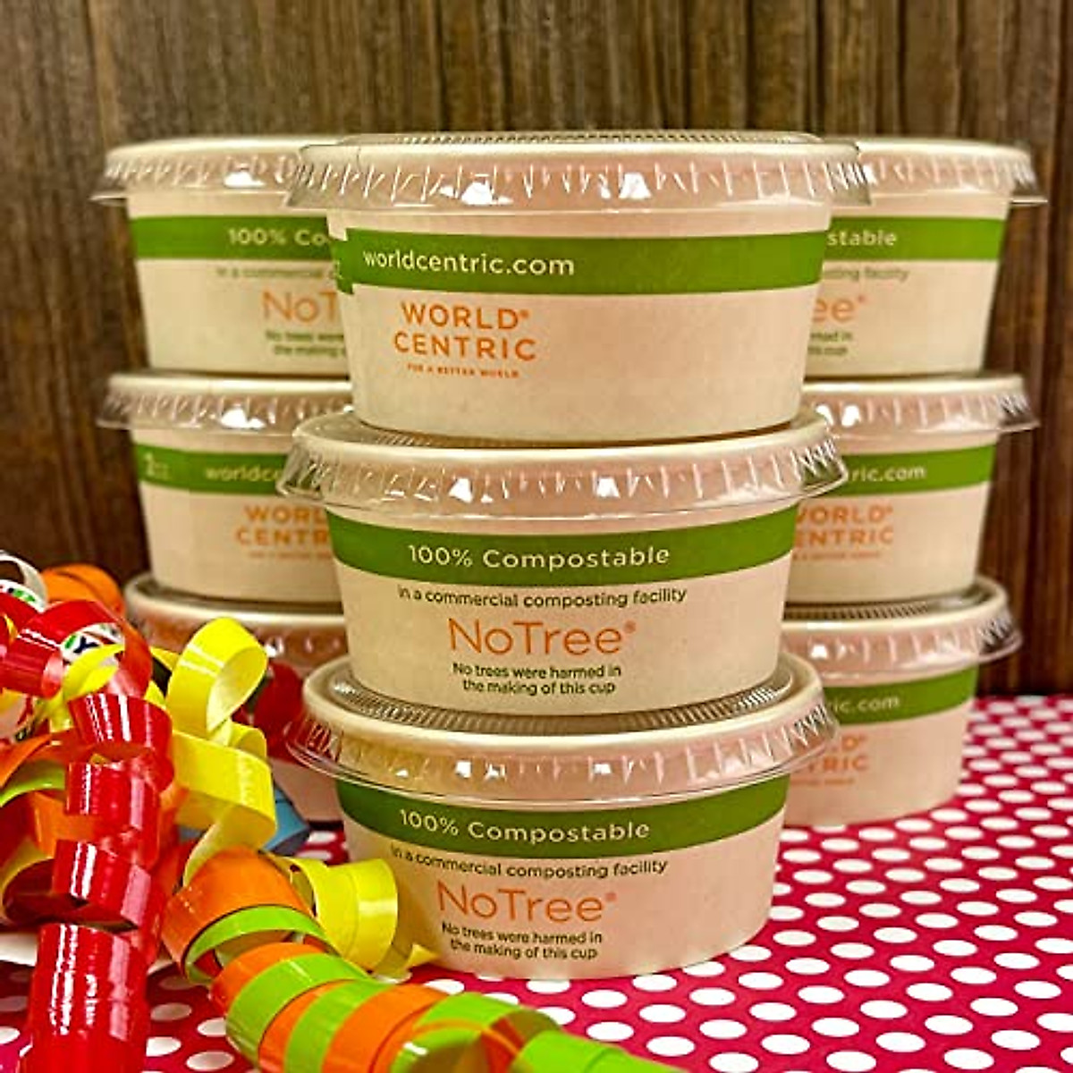 Outside the Box Papers 2 Ounce Souffle Cups and Lids - 100% Biodegradable and Compostable - 100 Pack