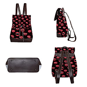 Backpack Purse for Women Vampire Mouth Fashion Travel Backpack Leather Rucksack Shoulder Bag for School Work