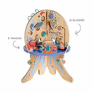Manhattan Toy Deep Sea Adventure Wooden Toddler Activity Center with Clacking Clams, Spinning Gears, Gliders and Bead Runs