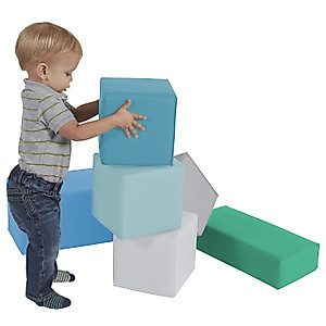 Factory Direct Partners 10414-CT SoftScape Stack-a-Block Big Foam Construction Building Blocks, Soft Play Set for Toddlers and Kids (6-Piece Set) - Contemporary