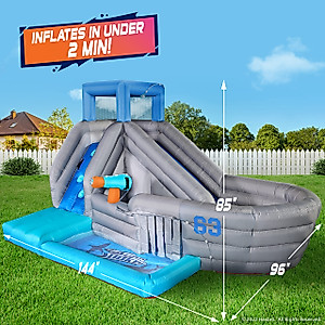 Hasbro Super Soaker Mega Battle Carrier Bounce House – Inflatable Pool Aircraft Carrier Water Park for Epic Summer Water Battles
