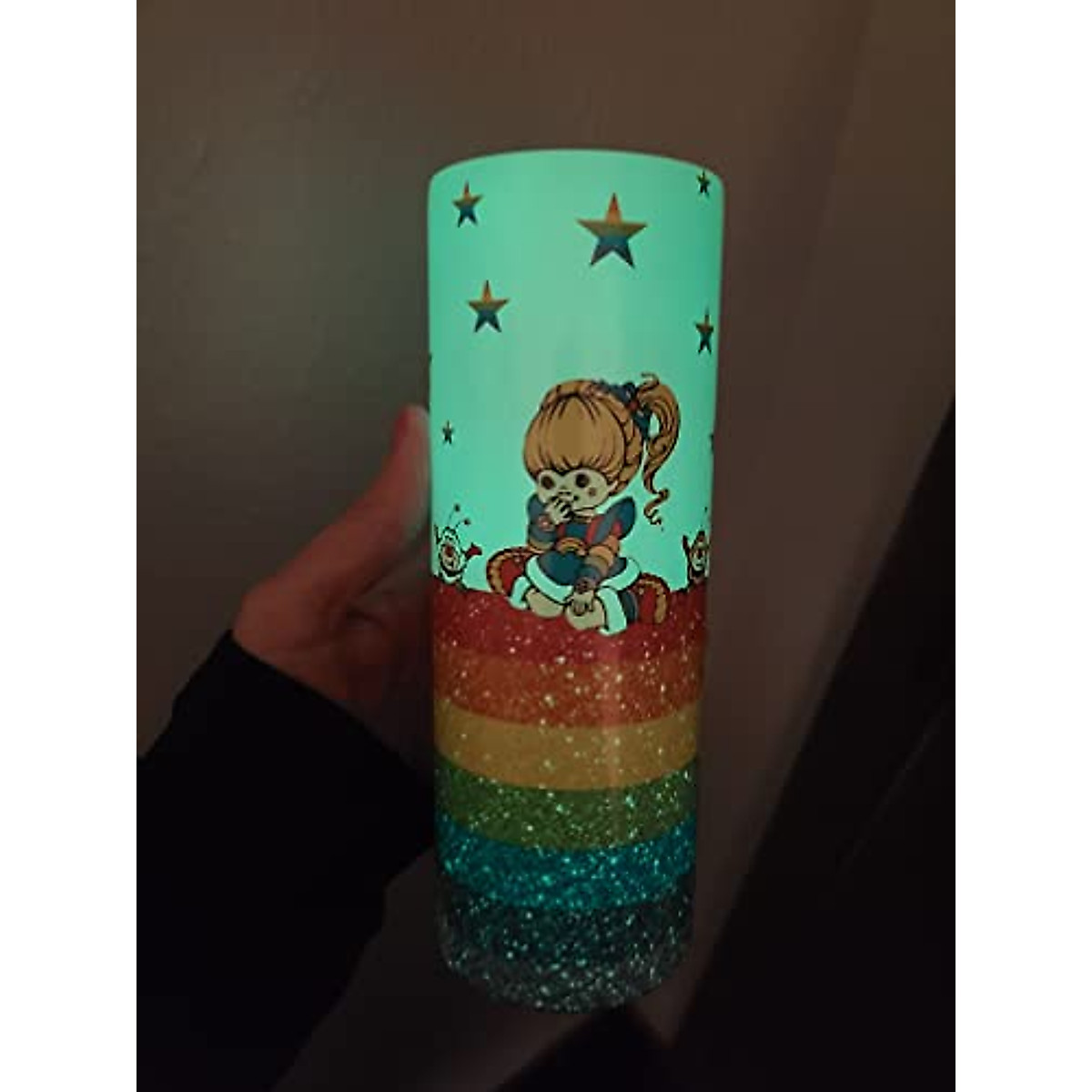 80s Rainbow Girl 20oz color changing/glow in the dark Tumbler with lid and straw