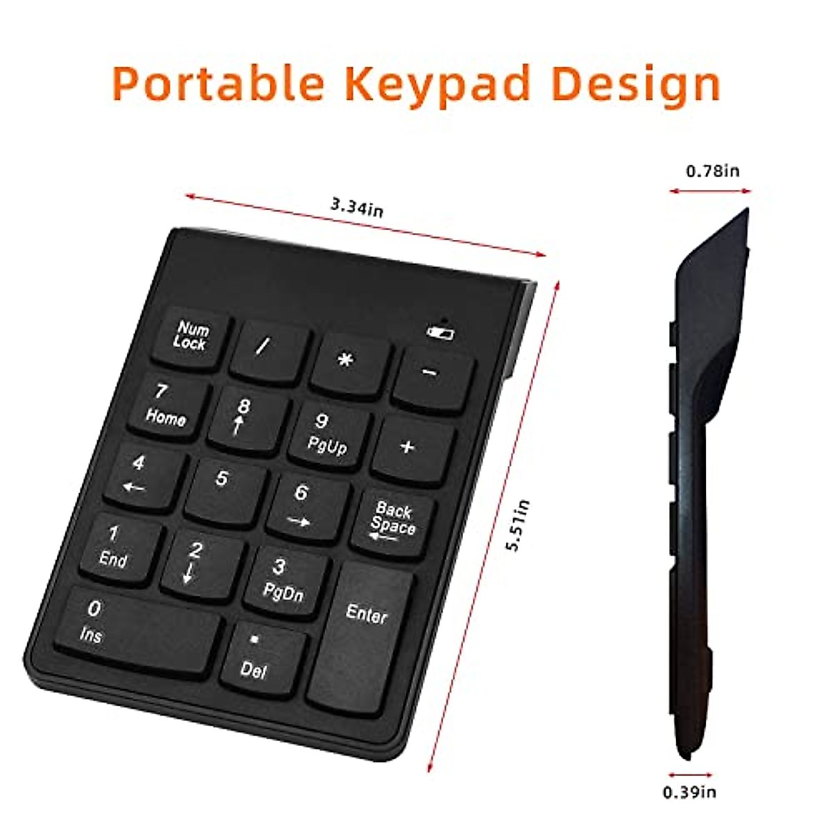 SMOOTHCLUE Wireless Number Pad, Numeric Keypad 10 Key USB Keyboard, Financial Accounting Numpad for Laptop,Notebook,PC,Desktop,Surface Pro