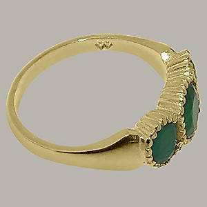 LetsBuyGold 14k Yellow Gold Natural Emerald Womens Promise Ring - Size 10.75