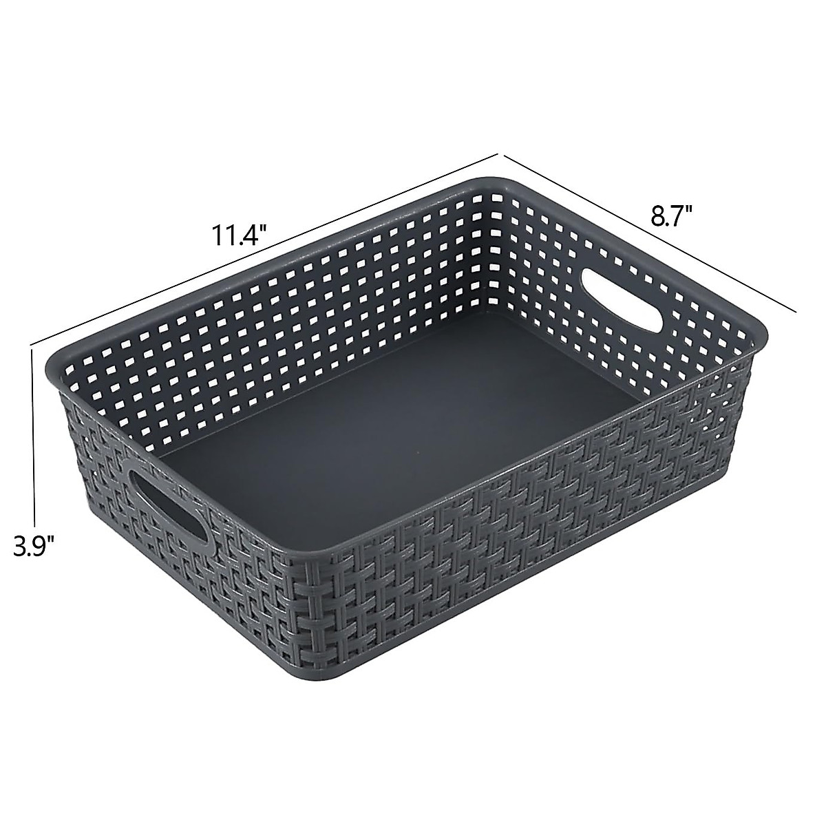 Wakikini Plastic Woven Storage Baskets, A4 Plastic Paper Storage Trays, 4 Packs
