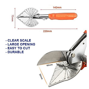 Zimpty Miter Shears- Trunking Shears for Angular Cutting of of Plastic, Rubber,Wood, Decorative Moldings,PVC,Tile Edges,Trim and Trim at 45 Degree, 60, 90 Degree Angles