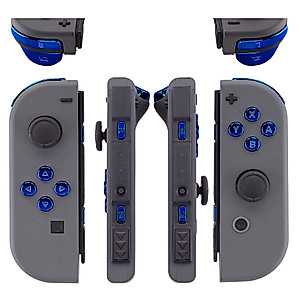 eXtremeRate Chrome Blue Full Set Replacement Buttons for Nintendo Switch & OLED JoyCon, ABXY Direction Keys SR SL L R ZR ZL + - Home Capture Trigger Buttons Springs - Without Controller
