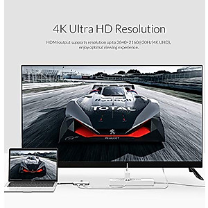 LENTION USB C Hub with 4K HDMI, Gigabit Ethernet, 3 USB 3.0 & Type C Charging for 2023-2016 MacBook Pro, New Mac Air/Surface/Chromebook/Steam Deck, More, Stable Driver Adapter (CB-C65, Silver)