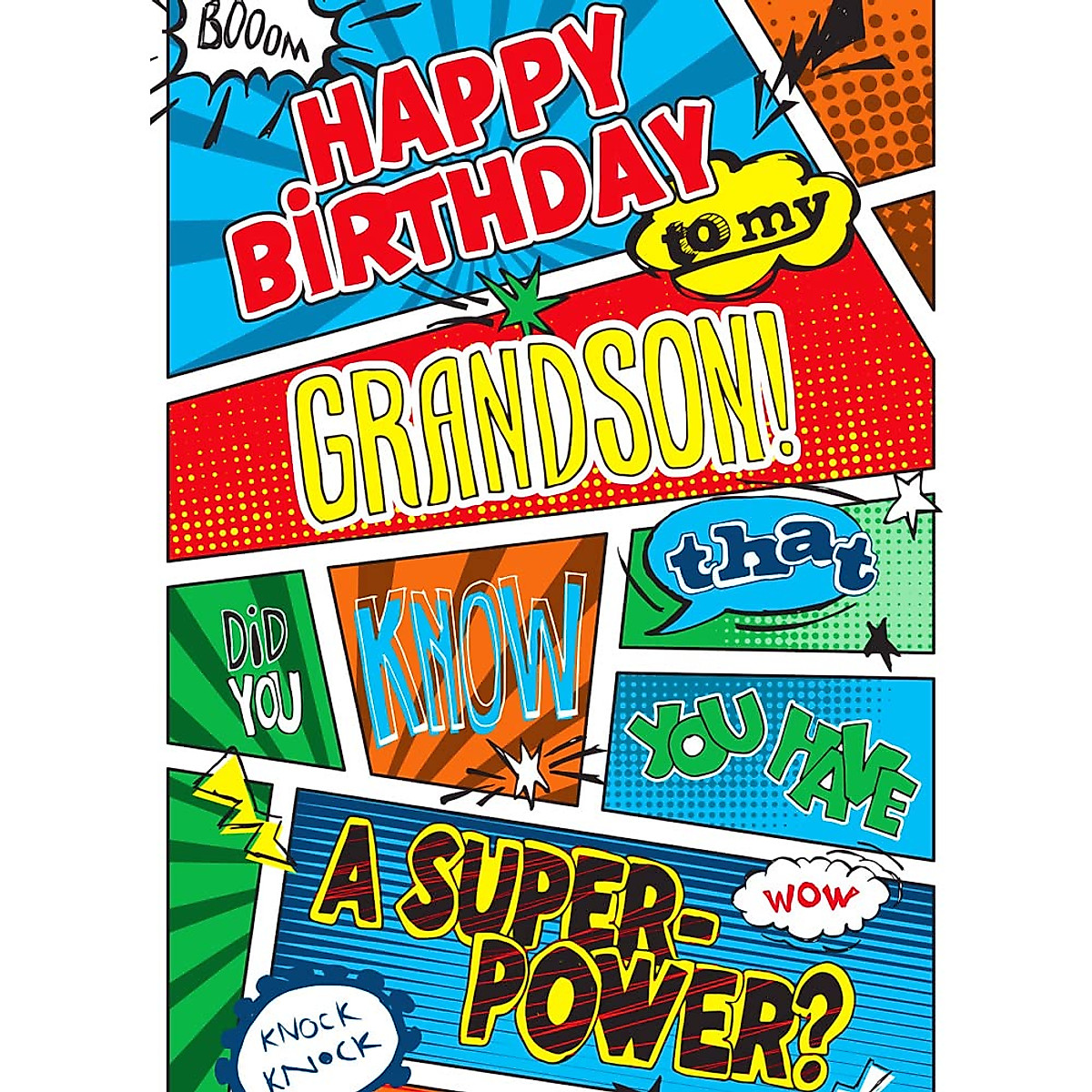 Prime Greetings Birthday Card For Grandson, Made in America, Eco-Friendly, Thick Card Stock with Premium Envelope 5in x 7.75in, Packaged in Protective Mailer (Superhero)
