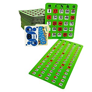 Regal Bingo Bingo Game Set for Adults and Kids - 25 Bingo Cards with Sliding Windows, Reusable & Large Bingo Cards, 1 Master Board - Fun Family Bingo Game Night - No Chips & Daubers Needed - Green