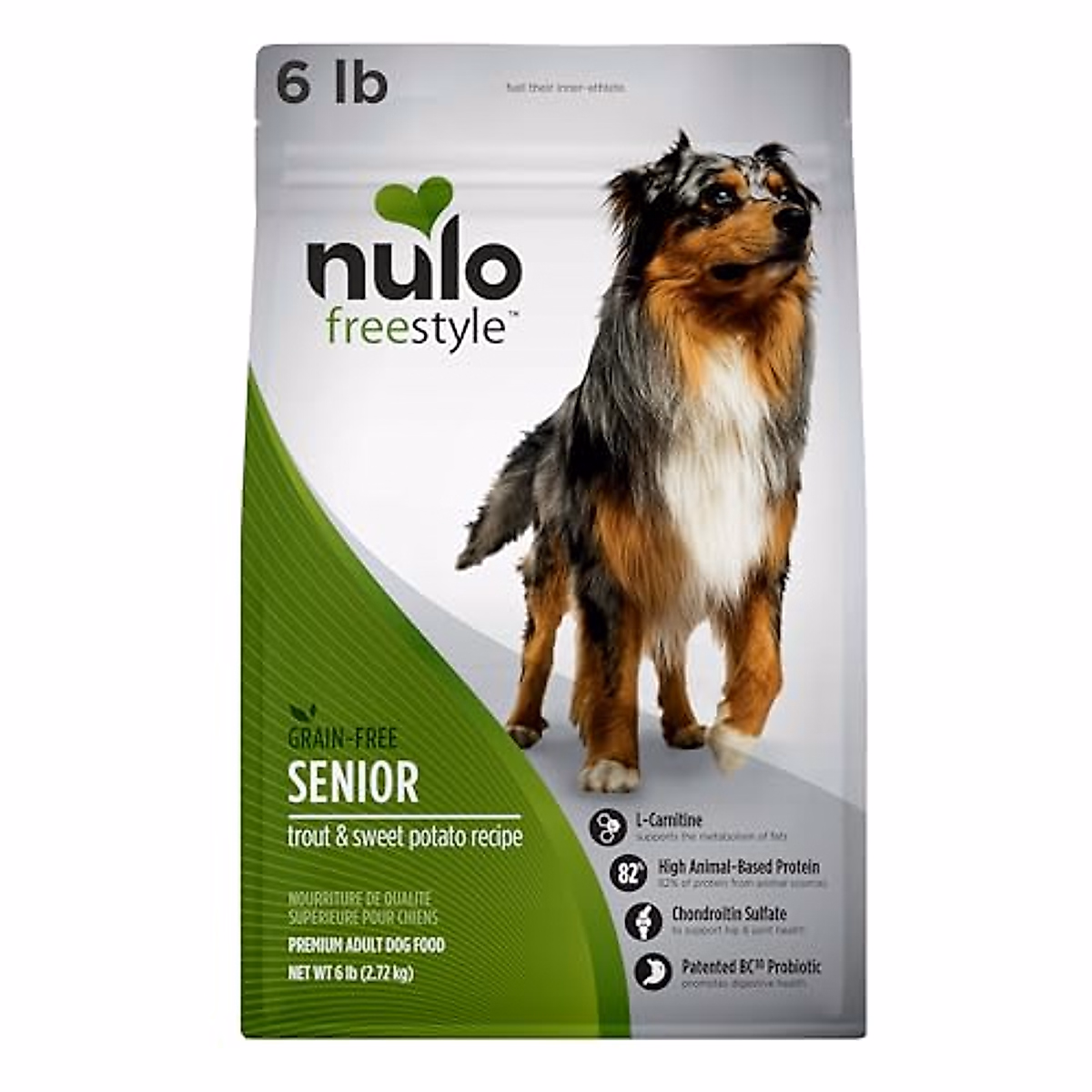 Nulo Freestyle All Breed Senior Dry Dog Food, Premium Grain-Free Dog Kibble with Healthy Digestive Aid BC30 Probiotic and Chonoitin Sulfate for Hip & Joint Support, 6 Pound (Pack of 1)
