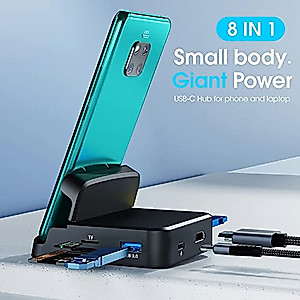 WYTR Type C to HDMI-Compatible Multi-Function Gaming Stand HUB Mini Portable Adapter 8-in-1 Multi-Port Hub