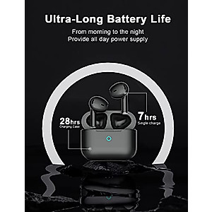 Myinnov Wireless Earbuds, Bluetooth 5.3 Ear Buds Touch Control with in-Ear Built-in Microphone Deed Bass Headphones,Premium Stereo Earphones IPX6 Waterproof Headset for Sport (Black)