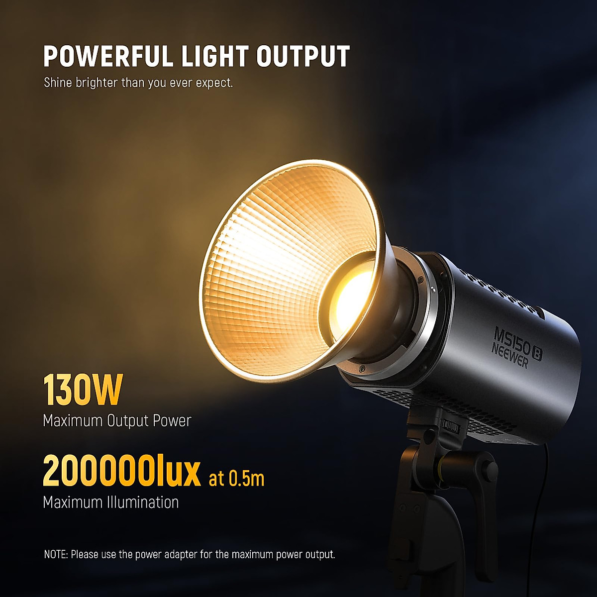 NEEWER MS150B 130W Bi Color LED Video Light, Mini COB Portable Photography Lighting with App Control,2.4G Mode, Bowens Mount Continuous Output Lighting, 200000 lux/0.5m, 2700K-6500K, CRI97+, 12 Scenes