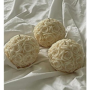 Decorative Flower Rose Scented Candle - Rose Flower Candle - Nature Soy Wax & Essential Oil Candle - Cute Fruit Candle - Home Decor - Soy Wax Candle (White)