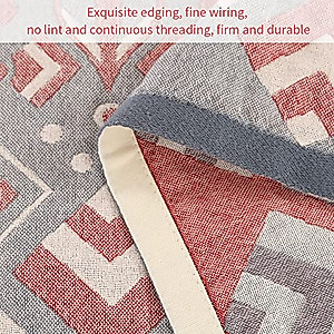 KINBEDY 4 Layers of Gauze Blanket, 100% Cotton Super Soft Boho Lightweight Breathable Bed Blankets Colorful Muslin Throw Blanket for All Seasons, Red Queen Size 79 x 92 Inches.