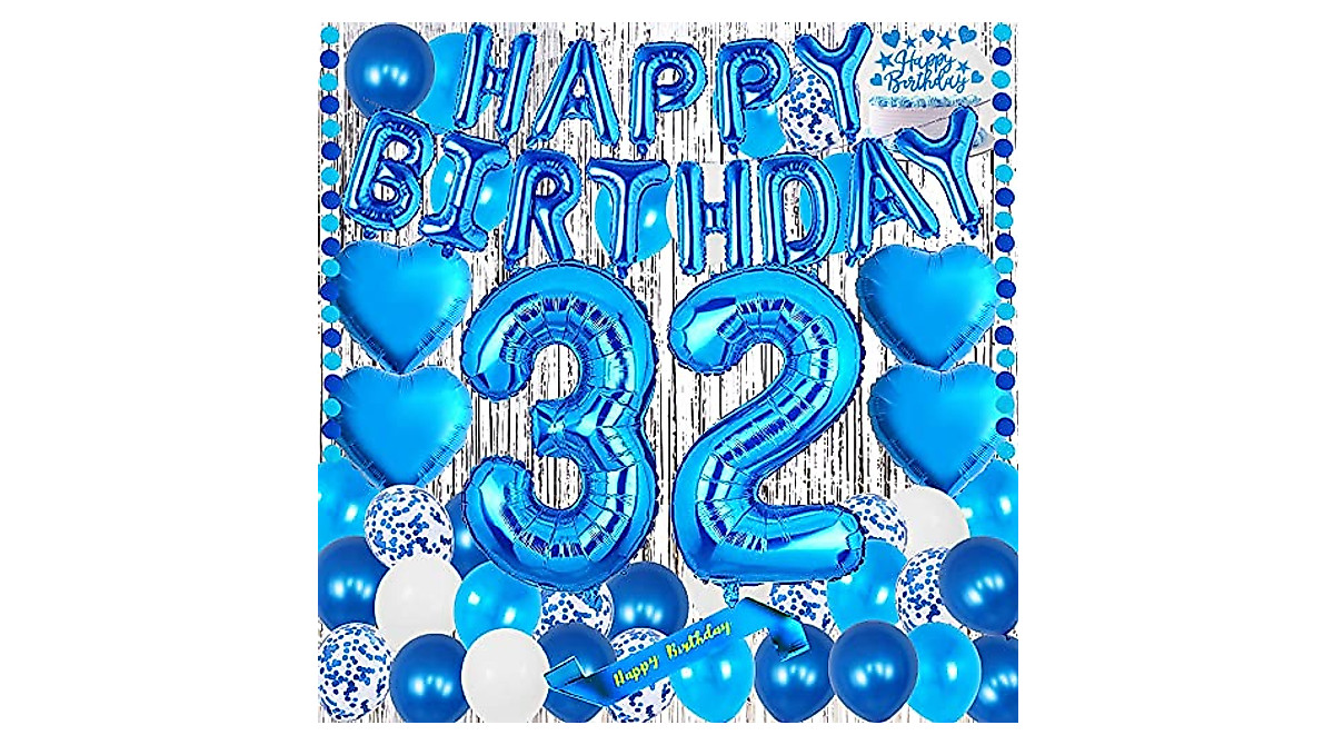 Celebrate with Blue 32nd Birthday Party Decorations