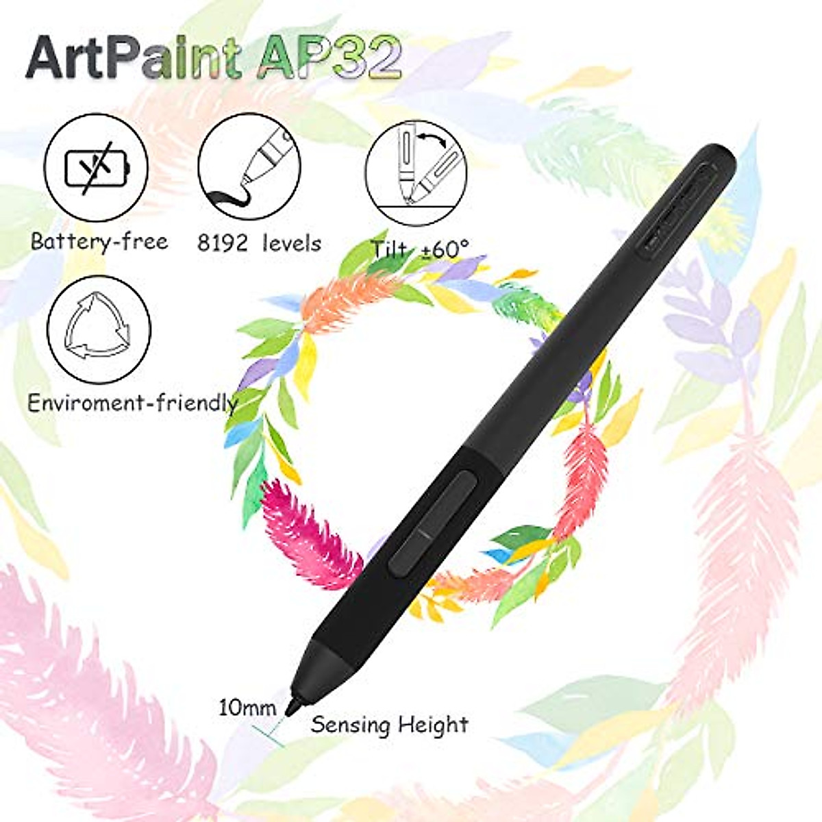 Drawing Tablet GAOMON M106K PRO 10 x 6.25 inches Large Graphic Tablet, Digital Art Tablet Supports Tilt Function with 12 Shortcut Keys, Battery-Free Stylus, Work with Mac, Windows PC & Android