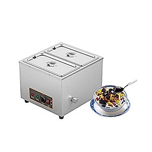 220V Commercial Food Warmer,1000W Electric Countertop Table Steamer,Stainless Steel Soup Pot,Automatic Food Soup Heat Preservation Machine,Multifunction Warmer Machine for Restaurants,30~95℃ (2 P