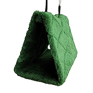 WOWOWMEOW Snuggle Bird Nest Parrot Plush Hanging Tent Warm Hut Cage Hammock (M, Green)