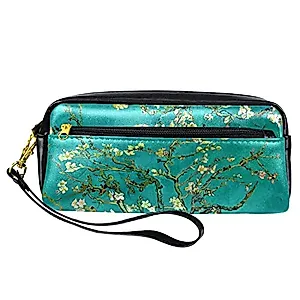 Blossoming Almond Tree Pencil Case Pen Box Teens Stationery Holder Purse Make up Pouch Toiletry Bag