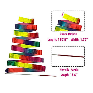 Dasiyoki 26-inch Twirling Baton Spinning Dance Baton Metal Rhythmic Gymnastics Conducting Batons for Child in Majorette-Complete with 1 Dance Ribbon Rainbow Streamer (Pink,1 Pack)