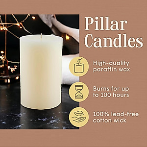 Mister Candle Dripless Vanilla Scented Ivory Pillar Candle Hand Made Vanilla Pillar Candles with Essential Oils for Home Decor, Premium Wax, 100 Hr Burn Time (4x6 inch)