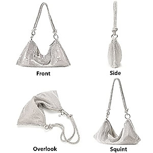 MAUKEN DAOLEN Rhinestone Purse for Women Sparkly Evening Bag Silver Clutch