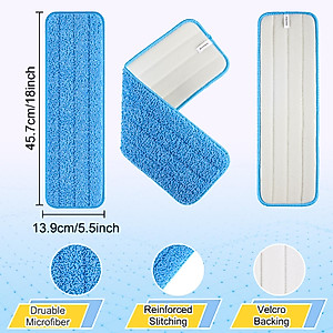 18 inch Reusable Mop Pads Microfiber Spray Mop Replacement Heads for Wet/Dry Mops Compatible with Bona Floor Care System (5 Pack)