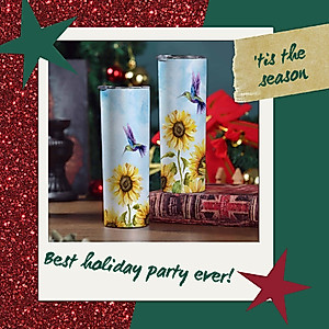 Onebttl Hummingbird Skinny Tumbler Gifts For Women, Female, Her and Hummingbird lovers - 20oz/590ml Stainless Steel Insulated Tumbler with Straw, Lid, Message Card - White