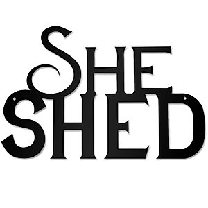Zhengmy She Shed Metal Cut Sign Decor Wall Art Farmhouse Wall Sign Woman Cave Hanging Home Door Decoration for Home Kitchen Garden Present for Ladies