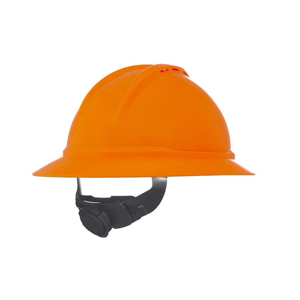 MSA 10167921 V-Gard 500 Full-Brim Hard Hat With Fas-Trac III Ratchet Suspension | Polyethylene Shell, Superior Impact Protection, Self Adjusting Crown Straps - Standard Size in Hi-Viz Orange