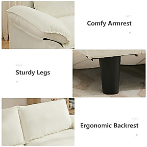 Aoowow Modular Sectional Sofa Modern Convertible U Shaped Couch,118.9 Inch Deep 3-Seater Sofas Set Comfy Chenille Cloud Sofas and Couches with Movable Ottoman for Living Room Apartment(Beige)