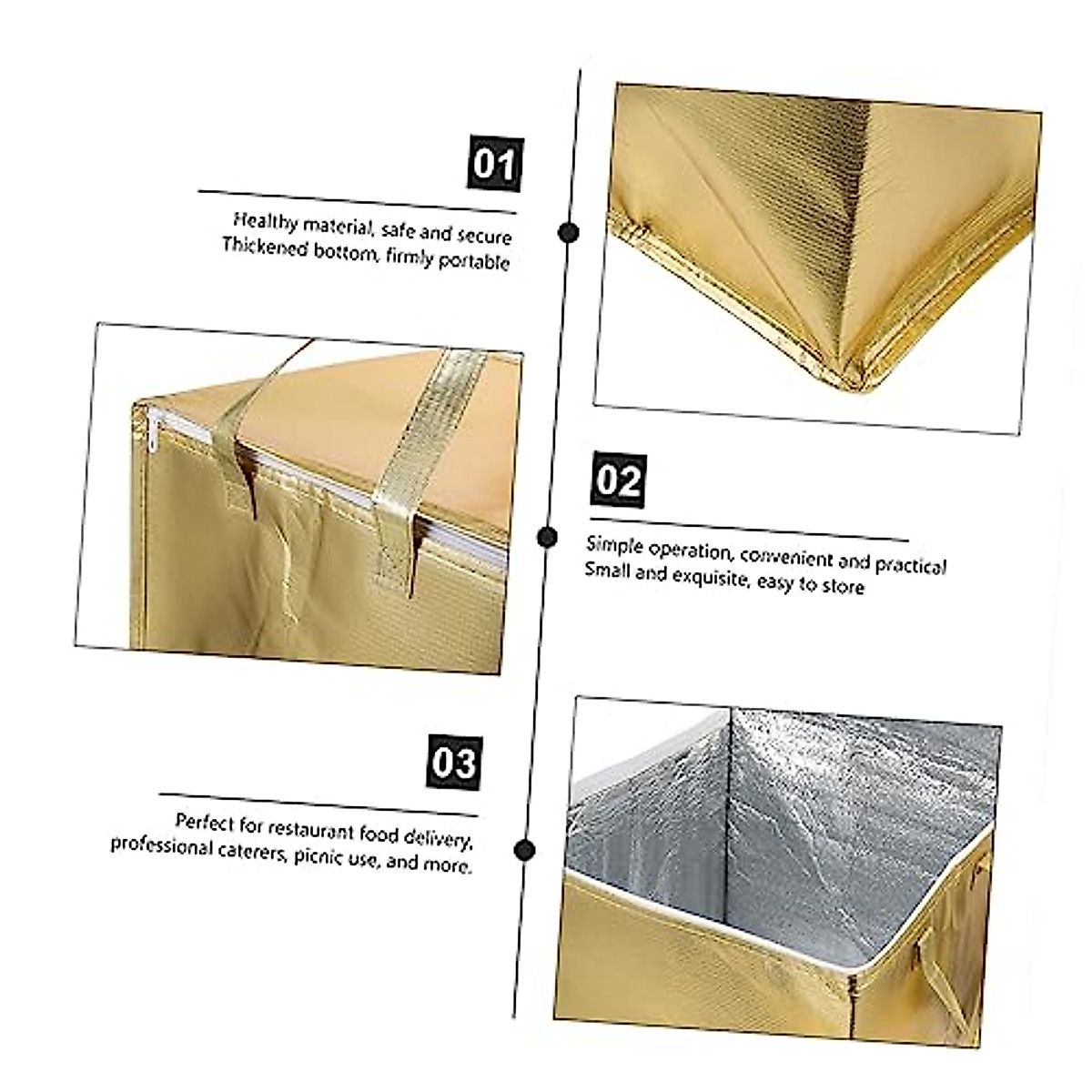 Alipis Insulation Bags Portable Insulation Bag Insulated Shopping Bag Insulated Food Bag Shopping Tote Bag Foldable Shopping Bag Takeout Food Bag with Zipper Delivery Storage Bag Shopping