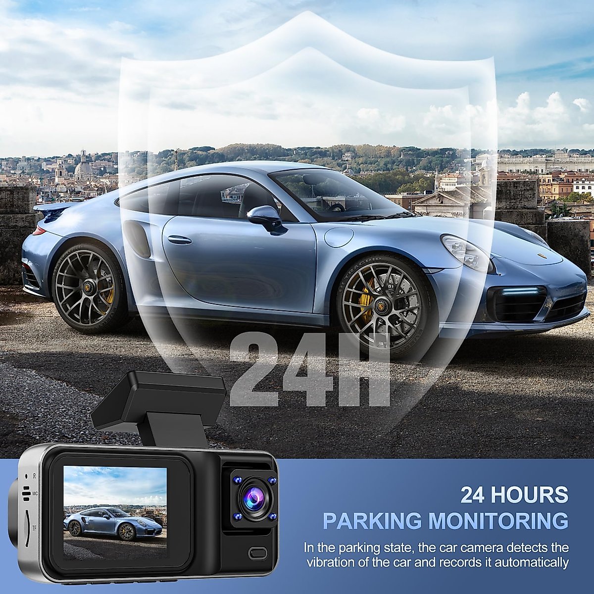 3 Channel 4K Dash Cam, Dash Camera for Cars with 64GB SD Card, 4K+1080P+1440P Dash Cam Front and Rear Inside, Super Night Vision, Loop Recording, G-Sensor, Motion Detection, 24 Hours Parking Mode