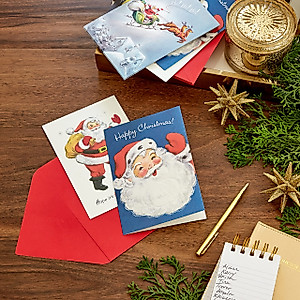 Hallmark Boxed Christmas Cards, Vintage Santa Claus (4 Designs, 12 Cards and Envelopes)