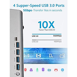 ESGAMING RGB Laptop Stand for Desk with 4 Port USB 3.0 Hub, Ergonomic Anti-Slip Computer Stand Holder, Type C Cable, 10 RGB Modes, Aluminum Notebook Stand Laptop Riser Compatible up to 17.3" Laptops