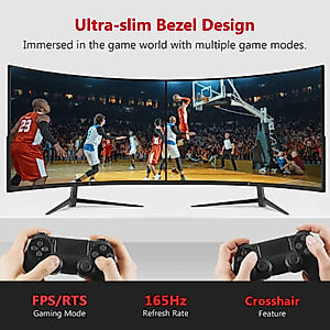 Z-Edge 32 inch Curved Gaming Monitor, 16:9 QHD 2K 2560x1440 165/144Hz 1ms Frameless LED Gaming Monitor, AMD Freesync Premium Display Port HDMI Built-in Speakers