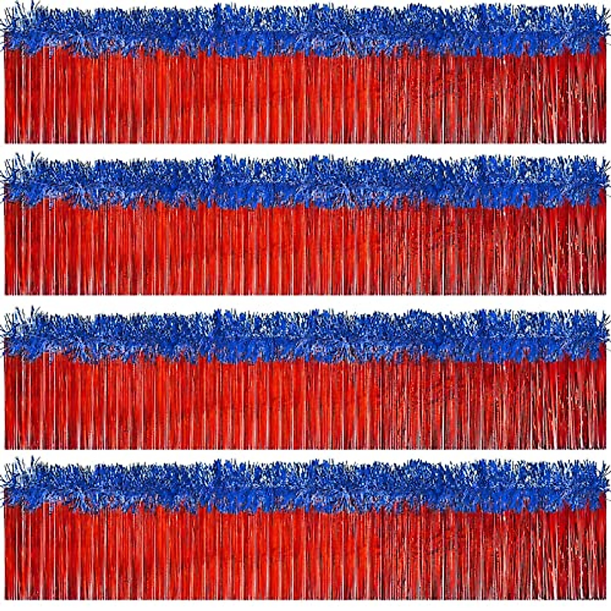 10 Pcs 4th of July Parade Float Decorations Including 4 Pcs 10 ft Metallic Foil Fringe Curtains 6 Pcs 6.5 ft Tinsel Garland for Flag Day Independence Day Party Car Decorations
