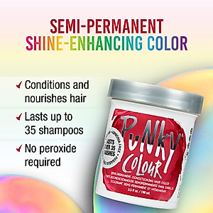 Punky Cherry on Top Semi Permanent Conditioning Hair Color, Vegan, PPD and Paraben Free, lasts up to 35 washes, 3.5oz