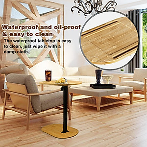 KOBSAINF Sofa Tray Table for Couch Arm - Side Table Tray for Small Spaces, Bamboo Height Adjustable Table for Bed or Chair with Phone & Tablet Slots, TV Tray Table for Living Room, Bedroom