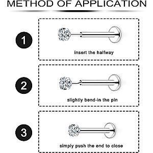 9pcs Threadless Push in nose rings studs for Multiple Piercing,316L Surgical Stainless Steel lip rings studs Labret Jewelry Cartilage Tragus Helix Earrings Studs Monroe Medusa Piercing Jewelry for
