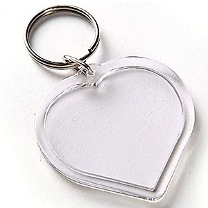 25Pcs Heart-Shaped Small Clear Acrylic Custom Personalised Insert Photo Picture Blank Frameless Frame Keychains Snap-in Key Chain Keyrings Key Holder for Family Lovers and Friends