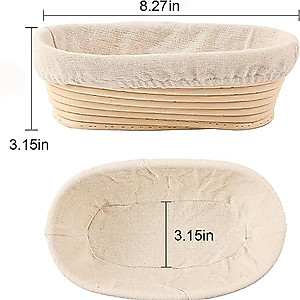 8 Inch Oval Premium Bread Proofing Basket Set - Authentic Natural Rattan, Optimal Size, Easy Clean, Ideal for Sourdough, Dye-Free.GEPAS (8in)