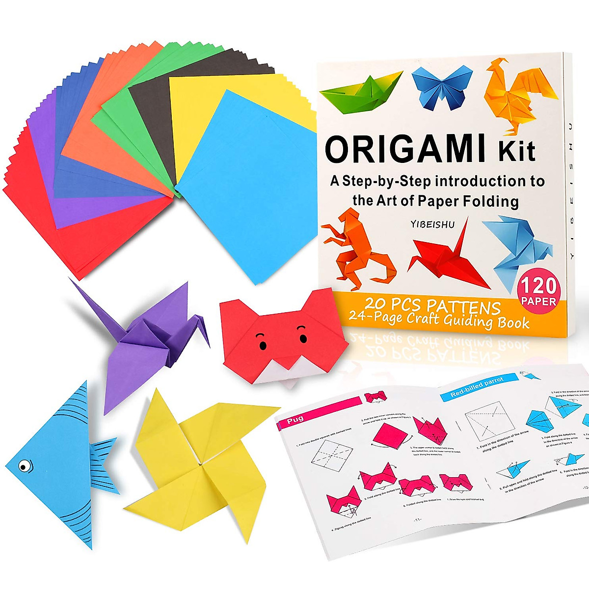 Origami Kit for Kids - 120 Sheets & Instruction Book for Creativity
