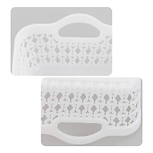 Sandmovie Small Plastic Weave Storage Baskets, Desktop Baskets, White, 12 Packs