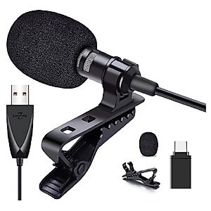 ZAFFIRO USB Lavalier Microphone, Clip-on USB Computer Microphone Plug & Play Omnidirectional Mic for PC, Laptop, Mac, PS4. Smartphone Perfect for Video Recording
