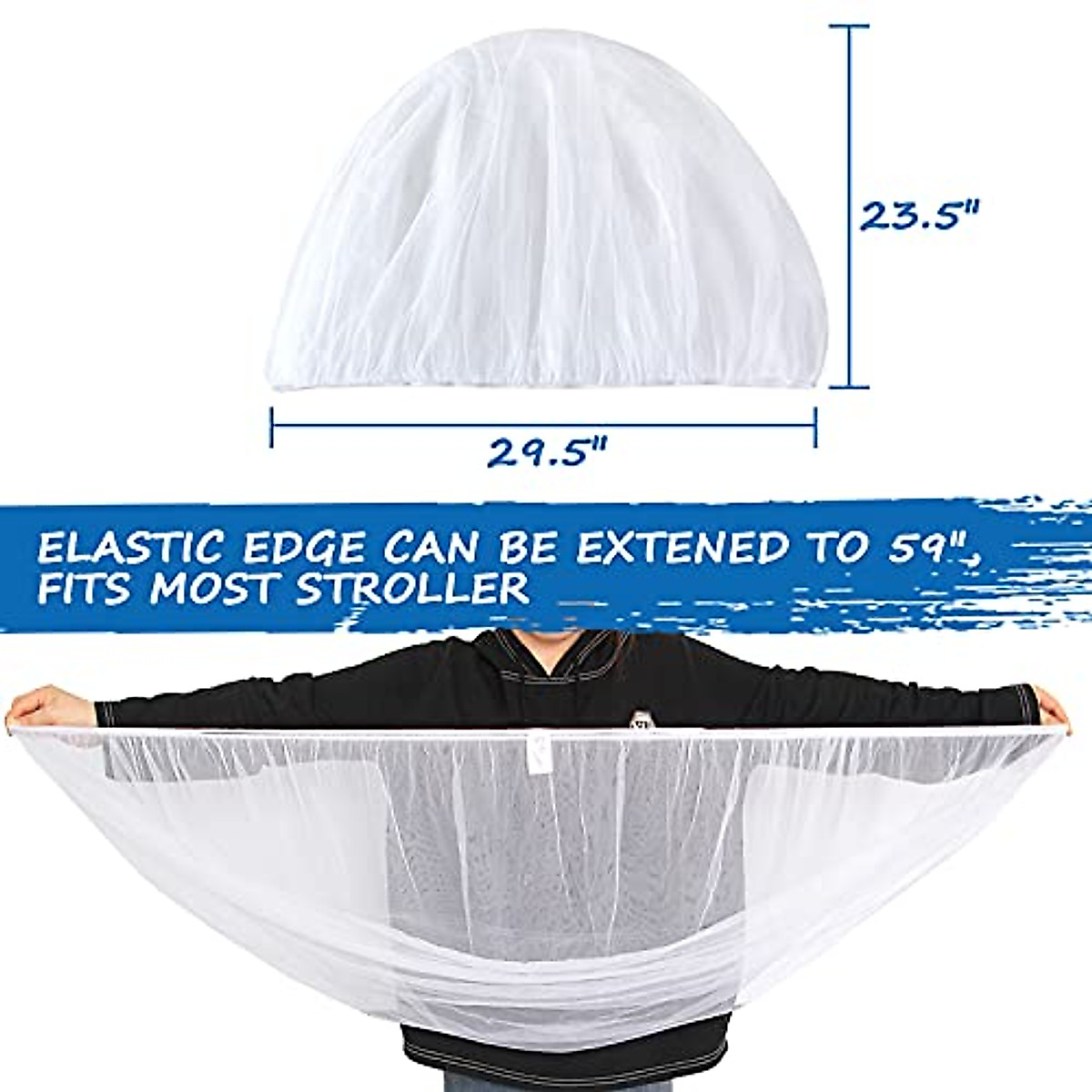 Baby Mosquito Net for Stroller, Durable Bug Net for Stroller, Bassinets, Cradles, Playards, Pack N Plays and Portable Mini Crib, Portable & Durable Baby Insect Netting